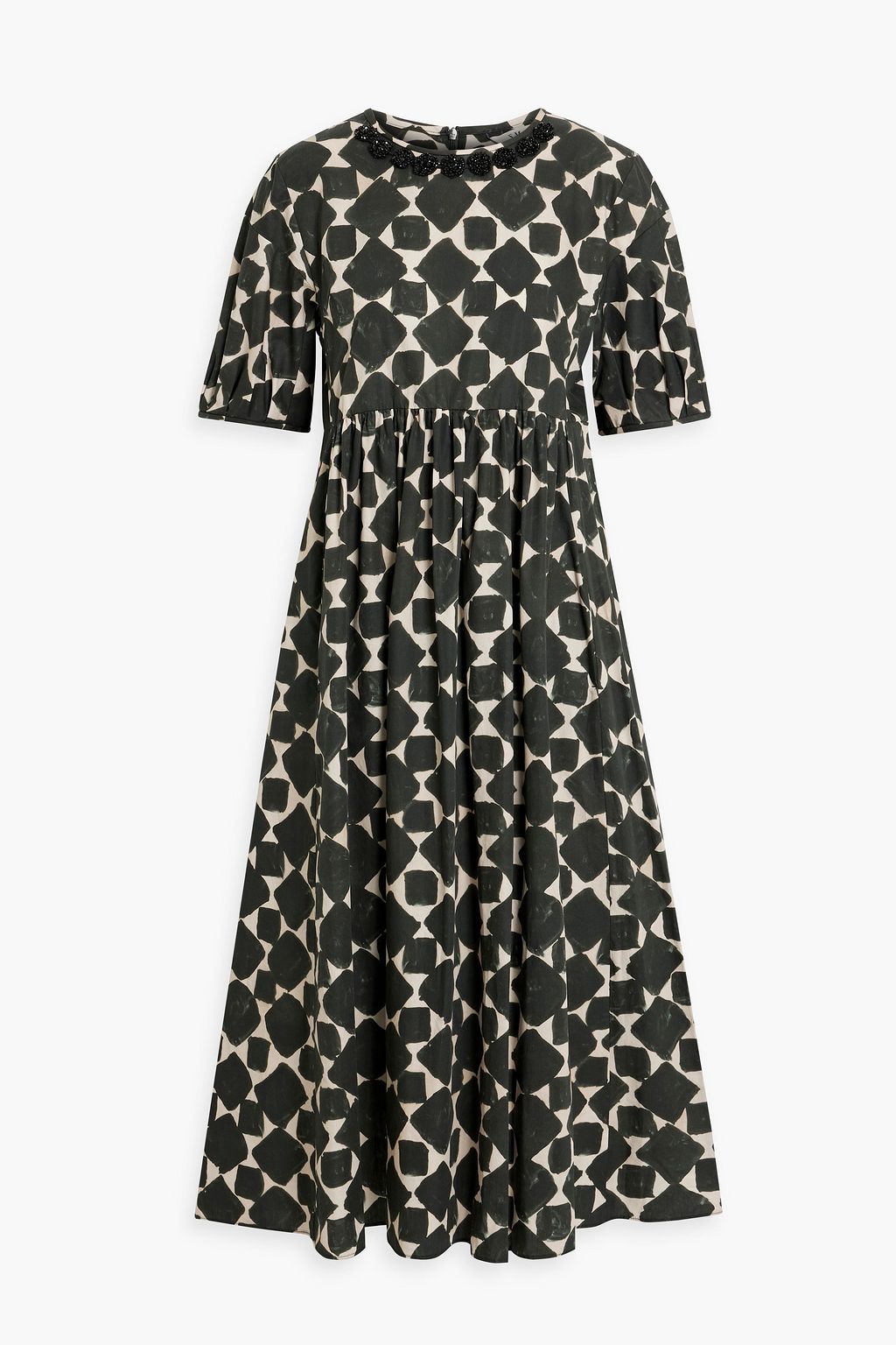 MAX MARA Embellished Printed Cotton-Poplin Midi Dress: Elegant Designer ...